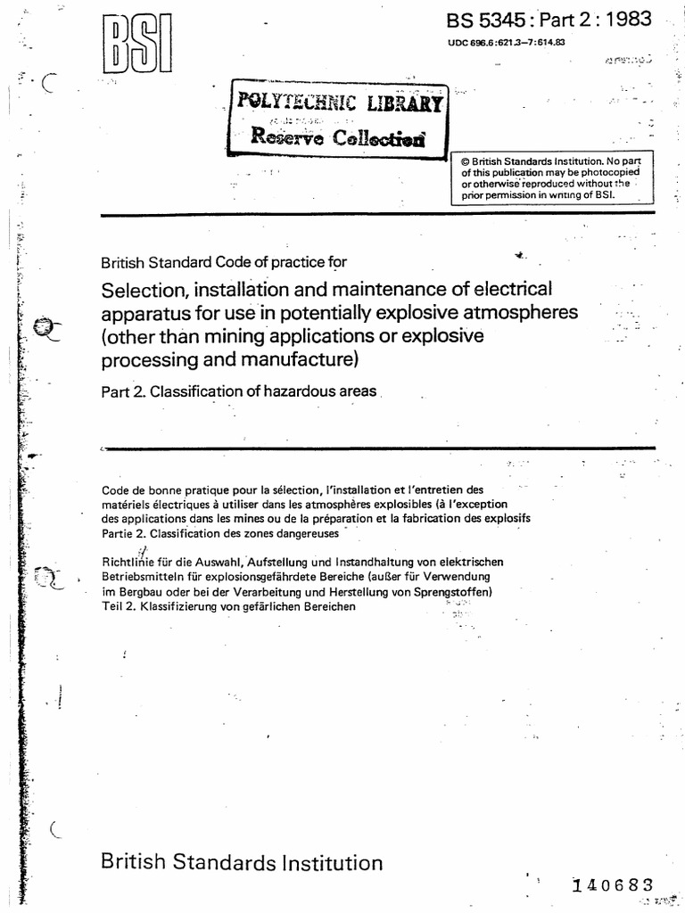 BS5345 Pt2-1983 - Elect Equip in Explosive Atmosheres | PDF