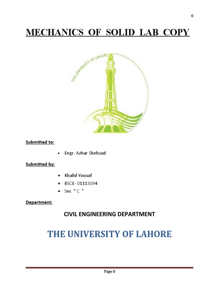 MOS Lab Manual | PDF | Deformation (Engineering) | Yield (Engineering)