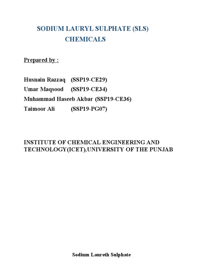 Sodium Lauryl Sulphate (SLS) Chemicals | PDF