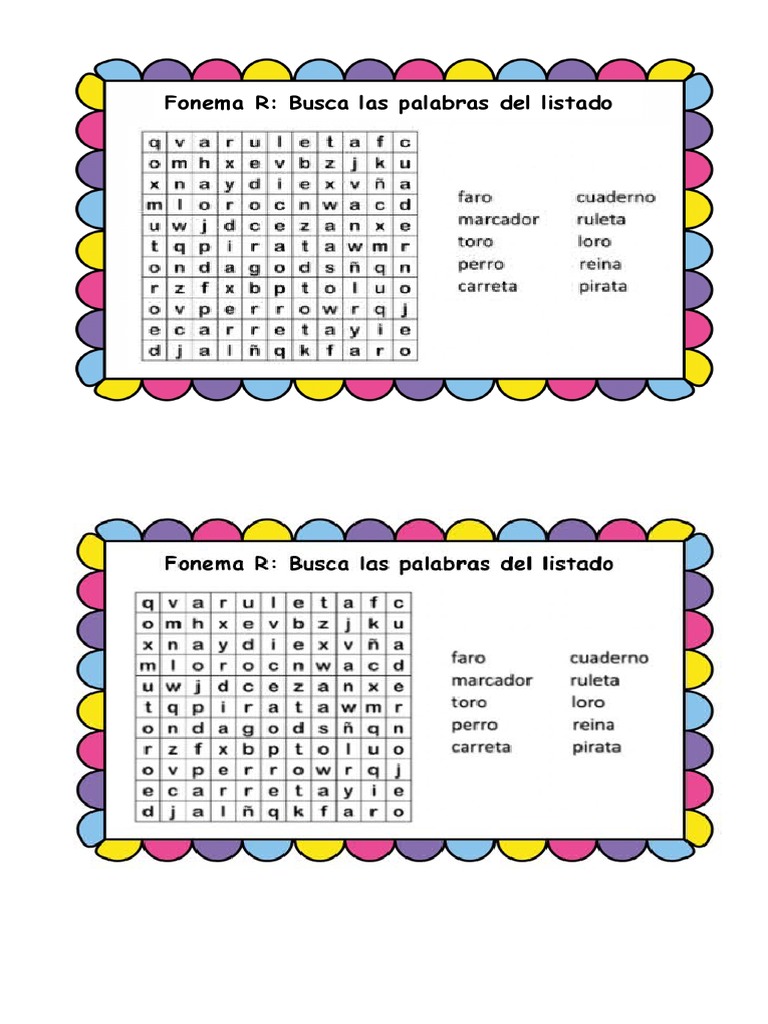Sopa de Letras R y RR | PDF
