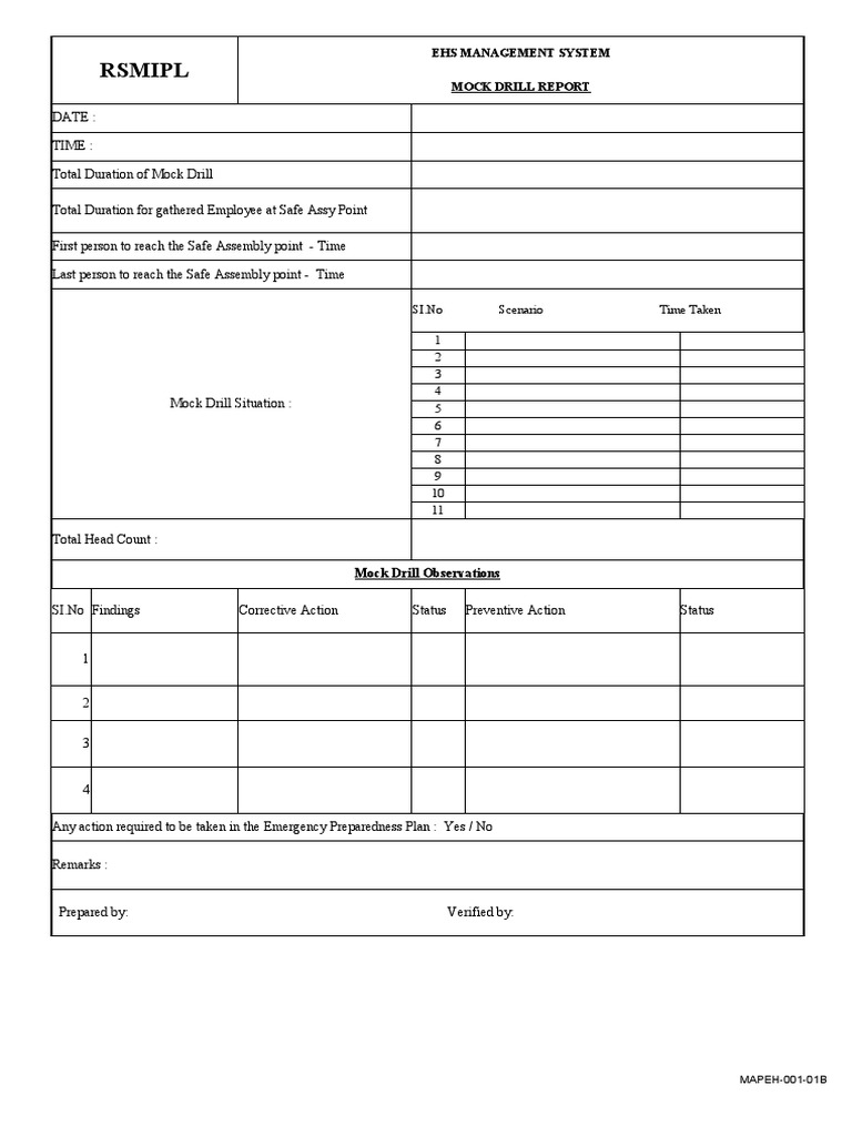 Mock Drill Report Overview | PDF