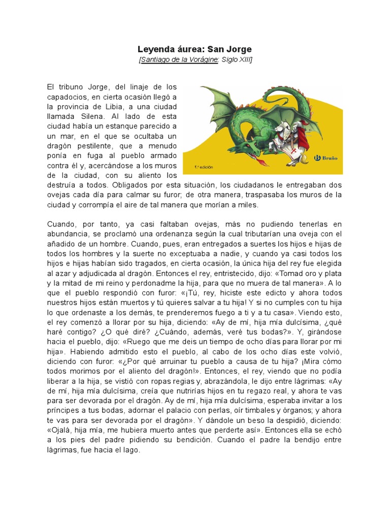 Leyenda Áurea: San Jorge (Lectura Cristiana Del Siglo XIII) | PDF