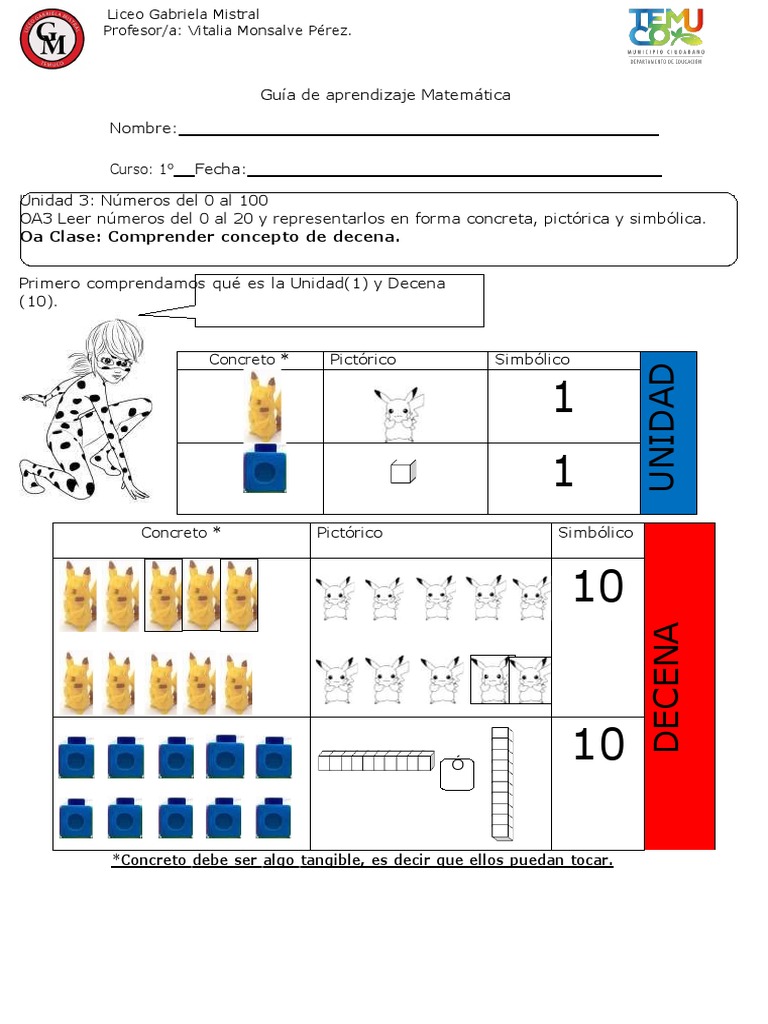 Guia Matematca 1° Unidades y Decenas | PDF