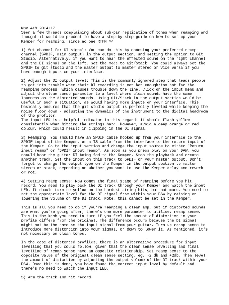 Step-by-Step Reamping Guide | PDF | Computer Engineering | Sound Technology