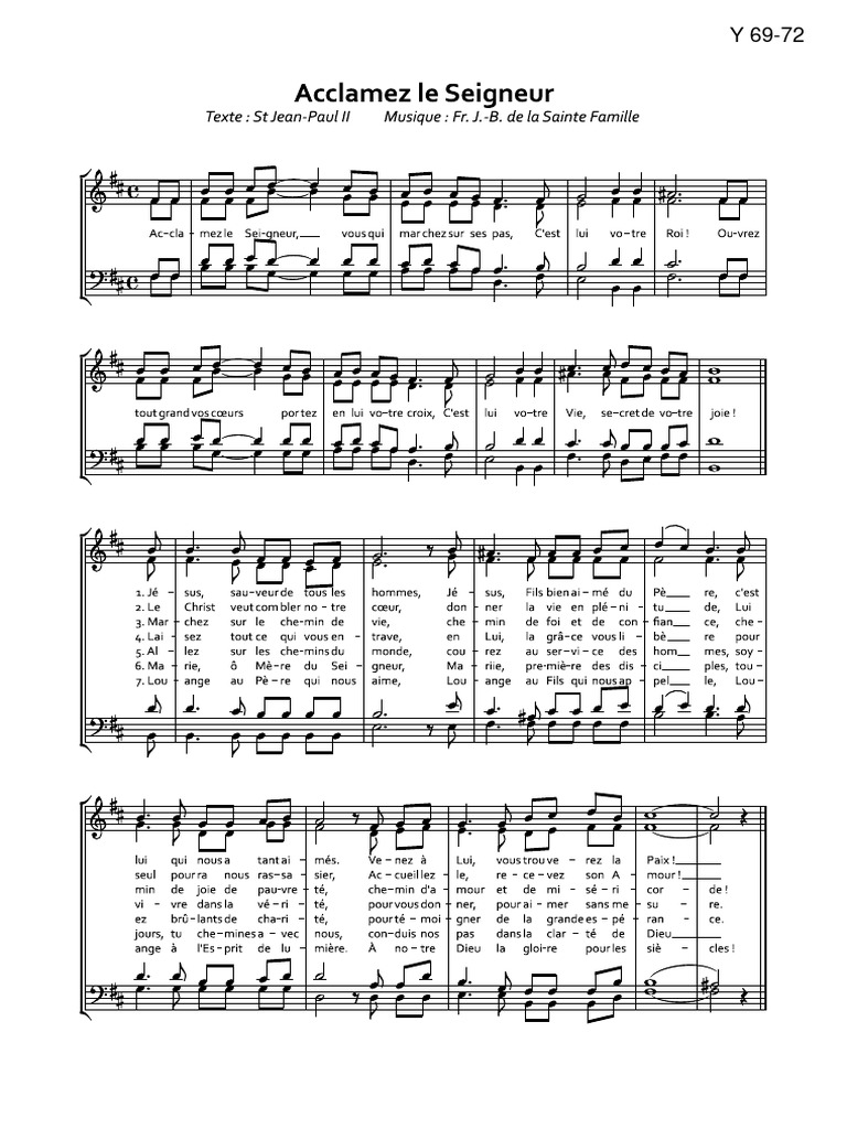 Acclamez Le Seigneur-Frère J.B Du Jonchay-Satb-Y 69-72 | PDF