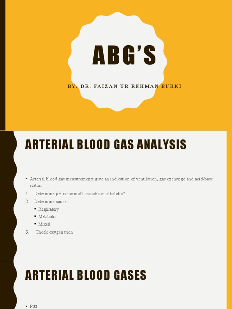 ABGS Arterial Blood Gases | PDF | Buffer Solution | Chemistry