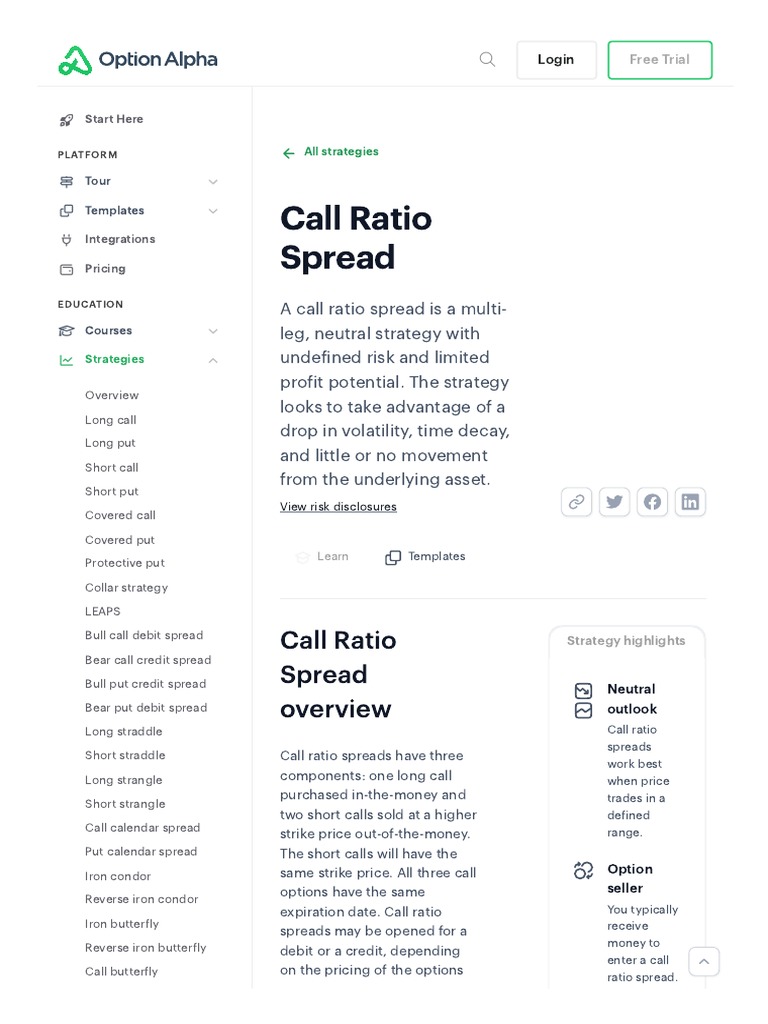Call Ratio Spread Guide [Setup, Entry, Adjustments, Exit] | PDF ...