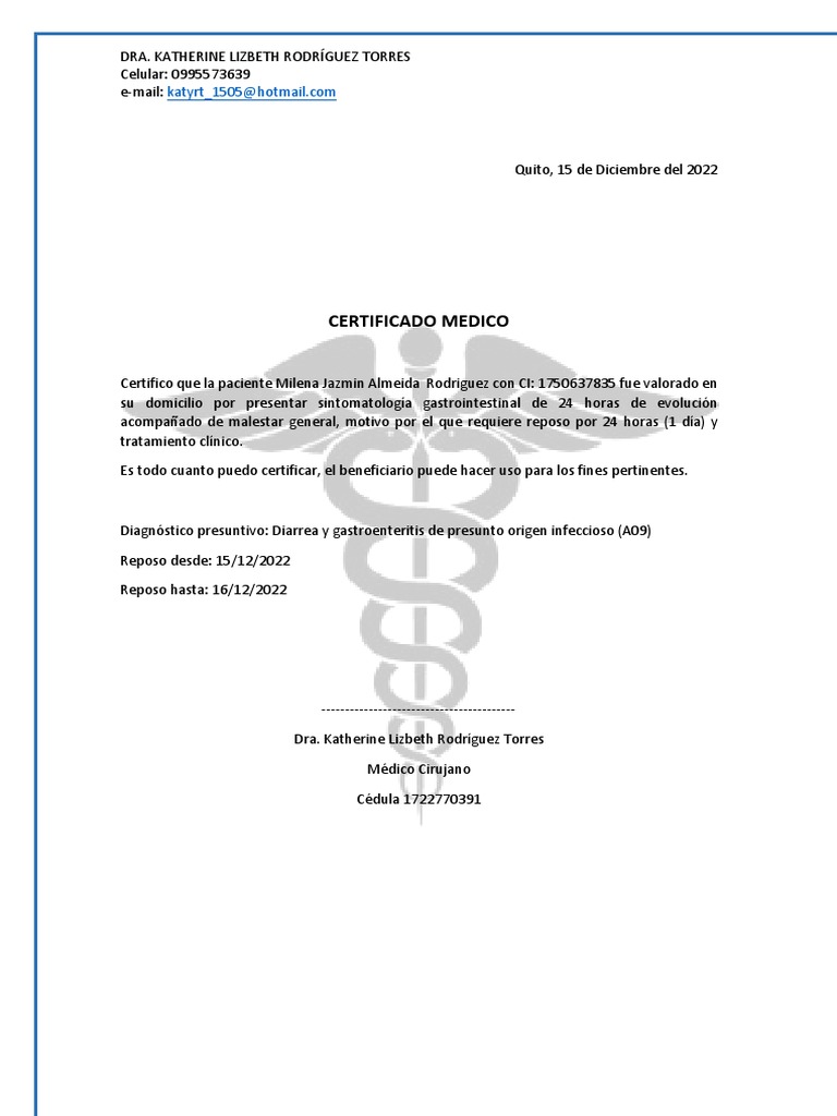 Certificado Medico | PDF