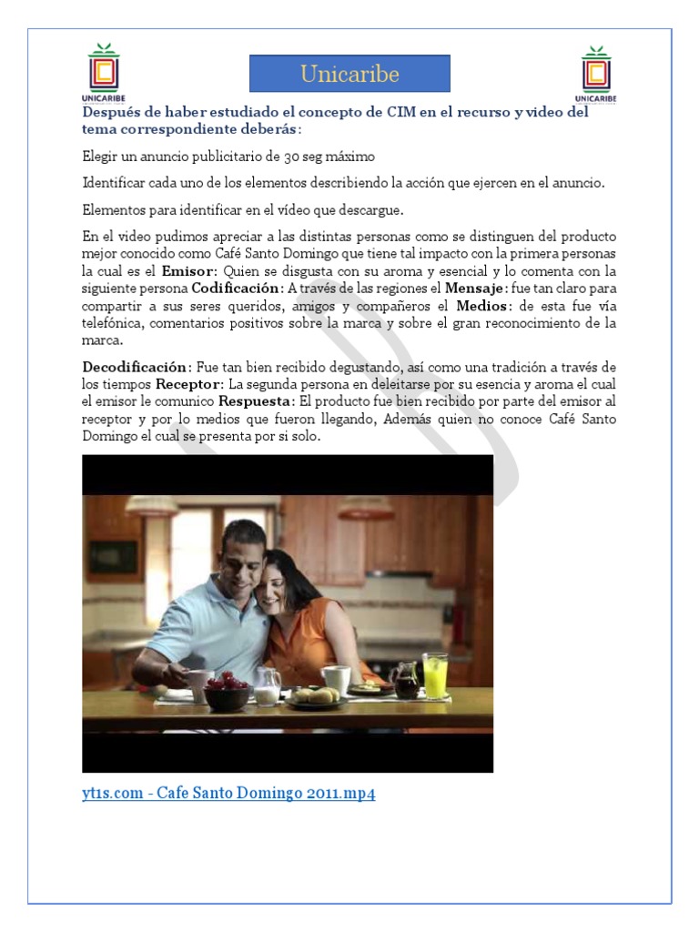 Análisis del Anuncio de Café Santo Domingo | PDF