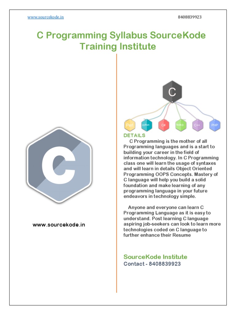 C Programming Syllabus | PDF | Pointer (Computer Programming) | C ... C Programming Syllabus | PDF | Pointer (Computer Programming) | C ...