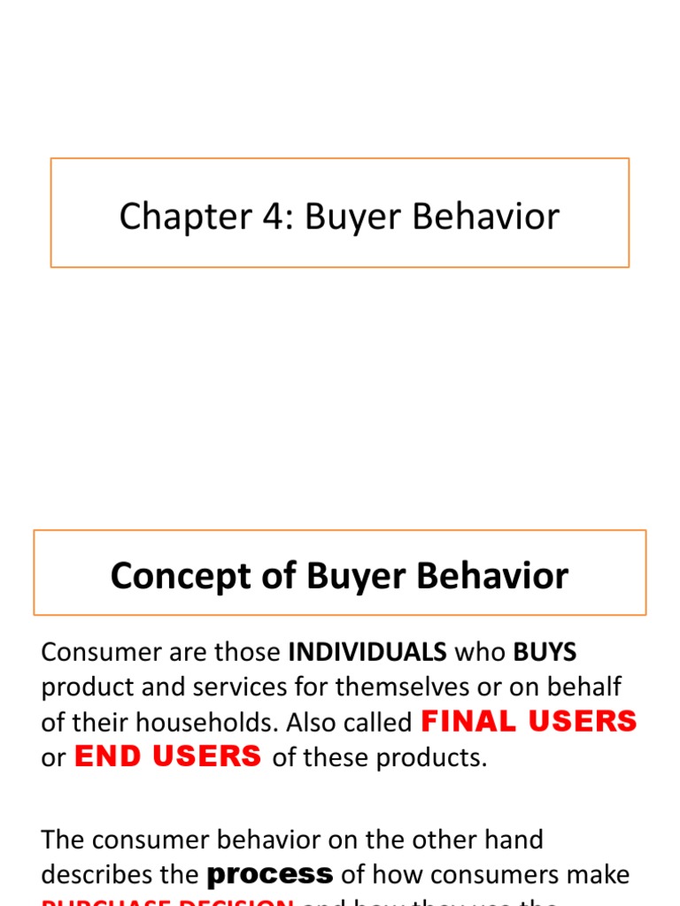Chapter 4 Buyer's Behaviour | PDF | Consumer Behaviour | Behavior