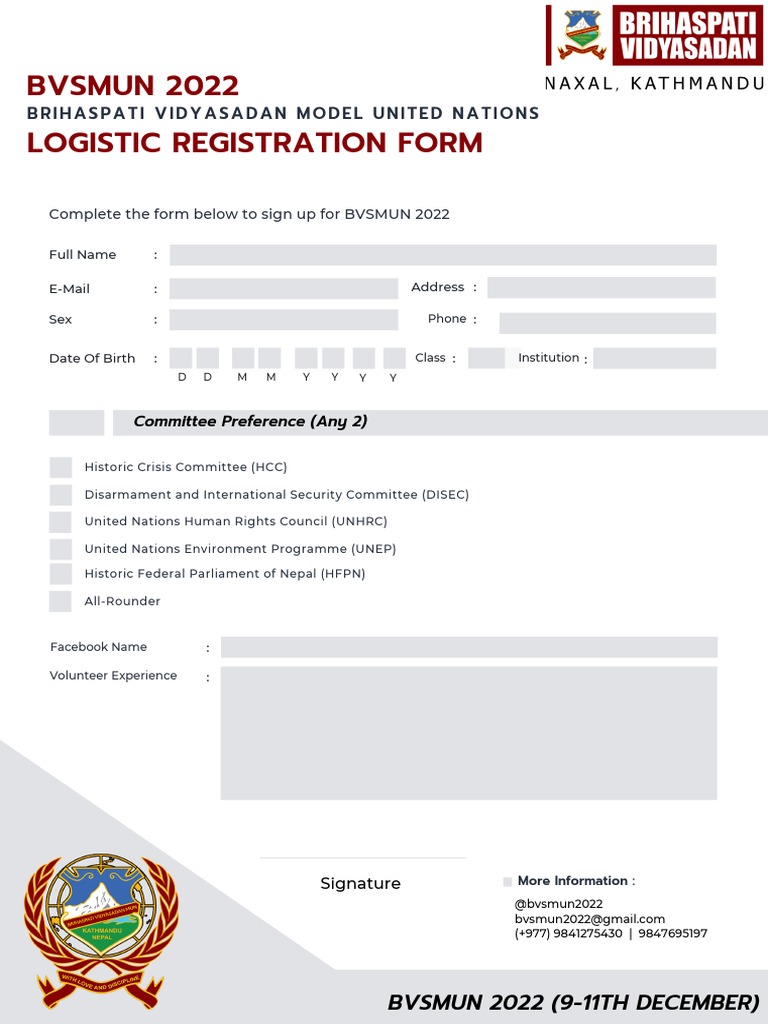 Logistic Registration Form | PDF