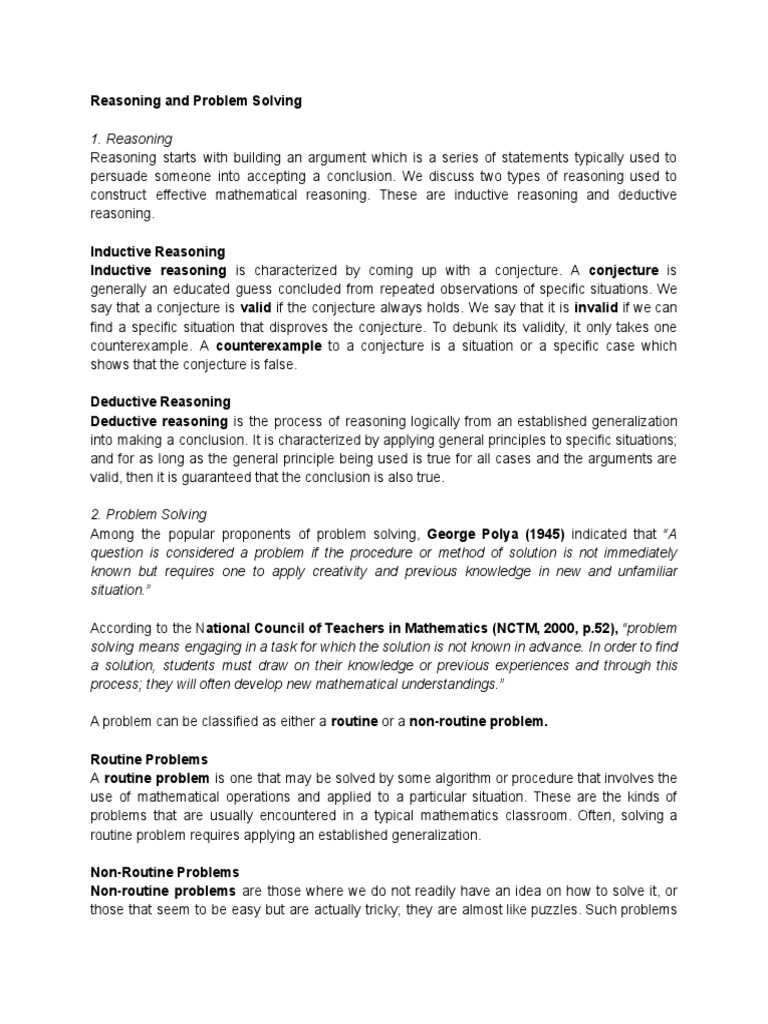 Reasoning and Problem Solving | PDF | Reason | Deductive Reasoning Reasoning and Problem Solving | PDF | Reason | Deductive Reasoning