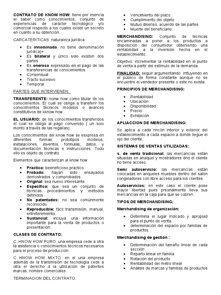 Contrato Know How y Outsourcing | PDF | Comercialización | Outsourcing