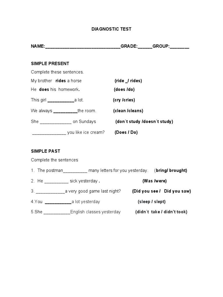 Test de Ingles | PDF