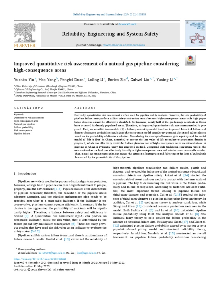 Improved Quantitative Risk Assessment of A Natural Gas Pipeline Considering High-Consequence ...