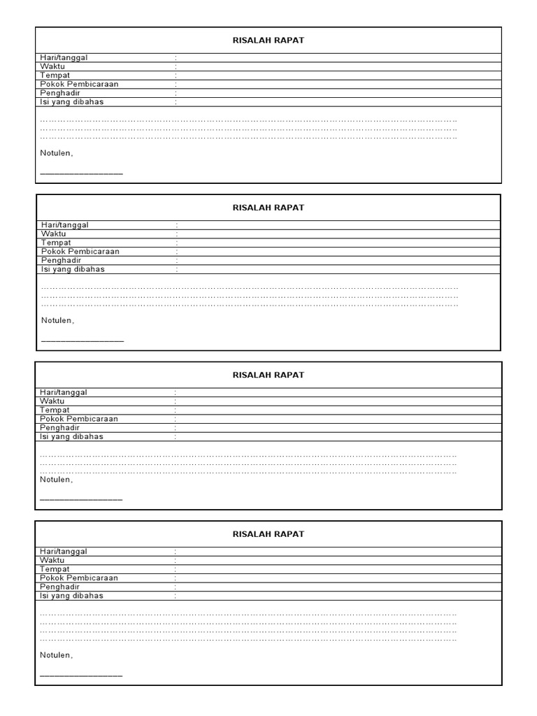 Buku Risalah Rapat | PDF