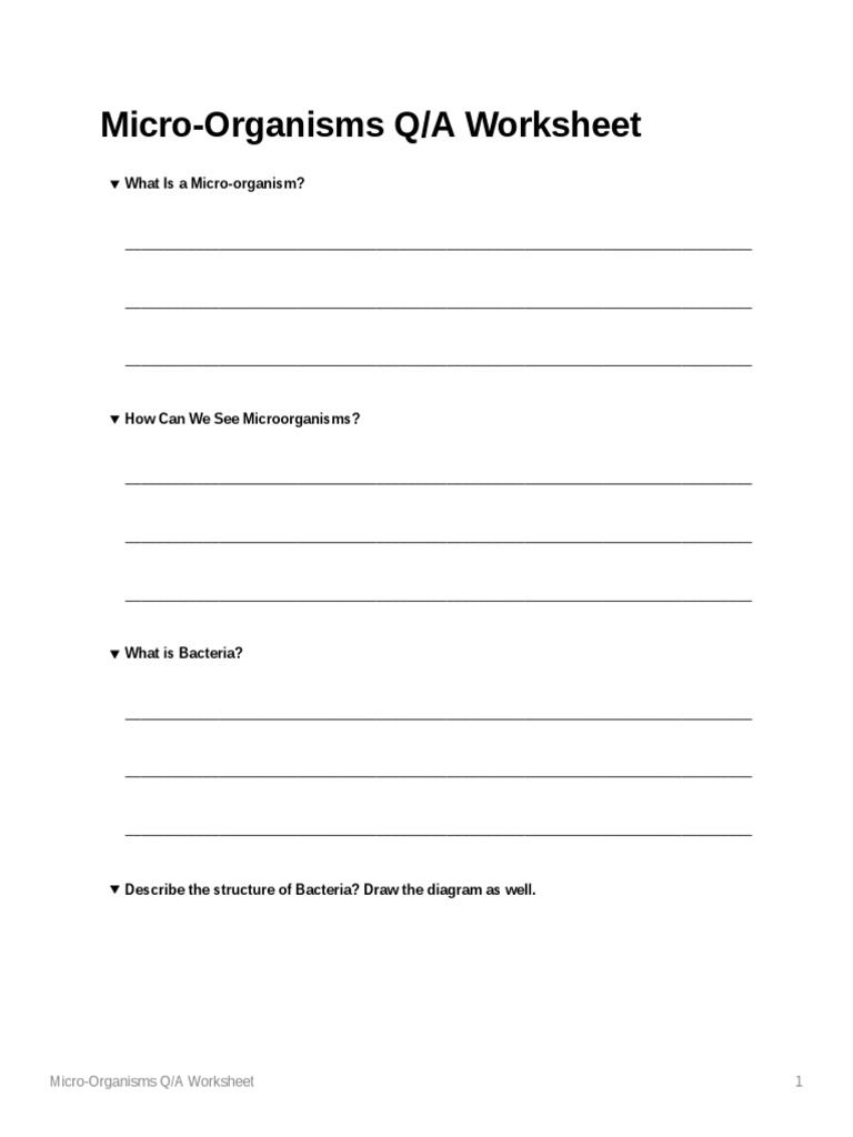 Micro-Organisms QA Worksheet | PDF | Microorganism | Virus