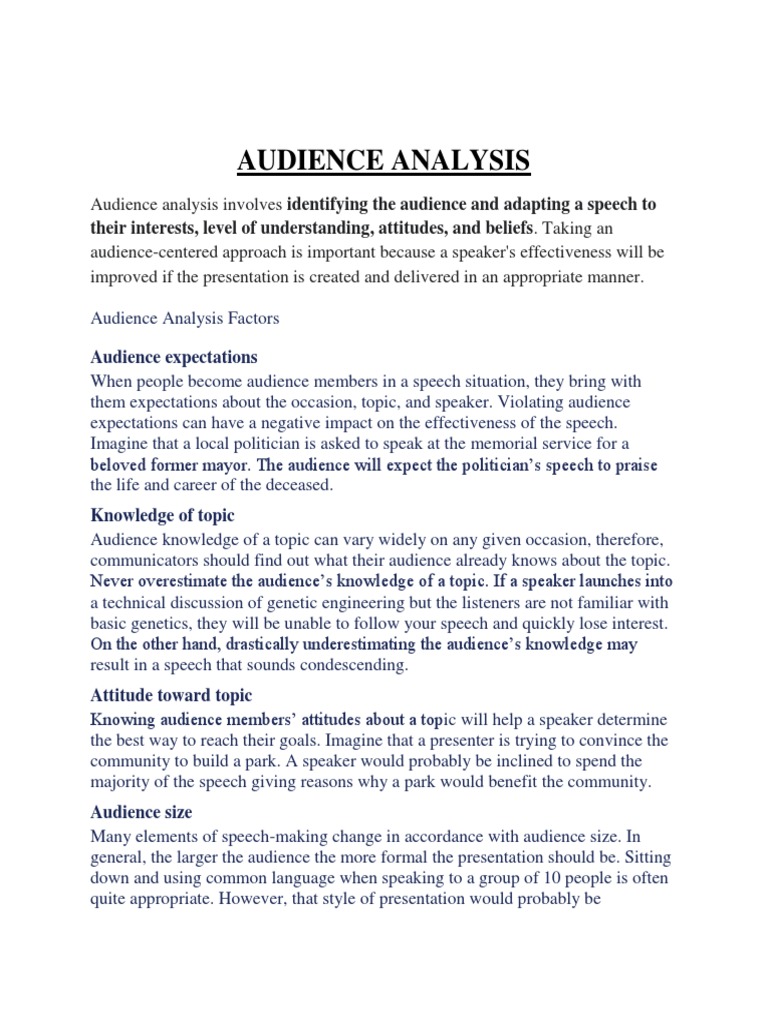Audience Analysis | PDF | Public Speaking | Thought
