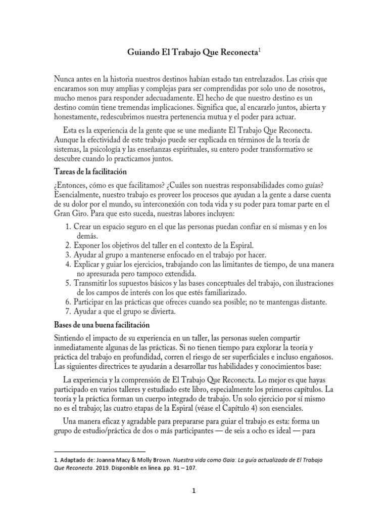 Guiando El Trabajo Que Reconecta | PDF | Las emociones | Experiencia
