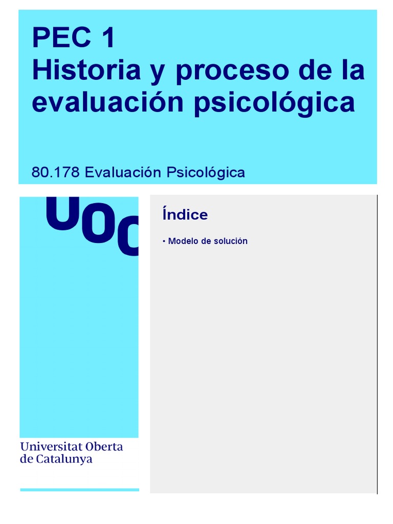 PEC 1 Feedback Evaluación Psicológica UOC | PDF | Validez (Estadísticas) | Ansiedad