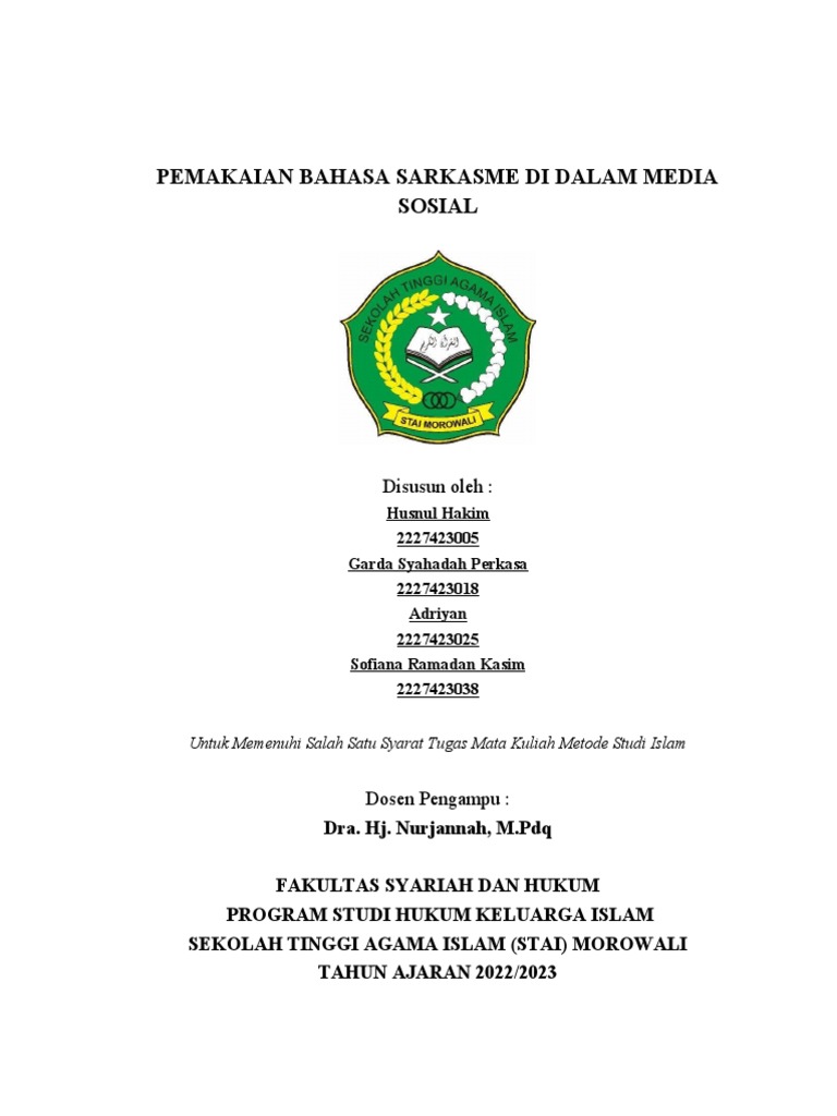 Pemakaian Bahasa Sarkasme Di Dalam Media Sosial Kel. 4 | PDF