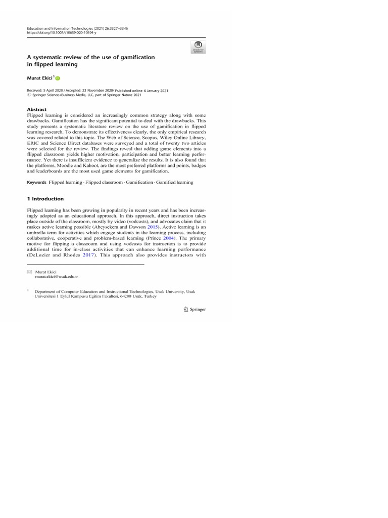 A Systematic Review of The Use of Gamification in Flipped Learning ...
