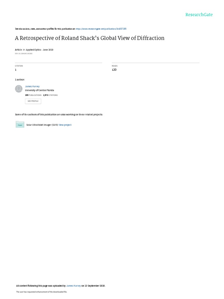 A Retrospective of Roland Shack's Global View of Diffraction | PDF ...