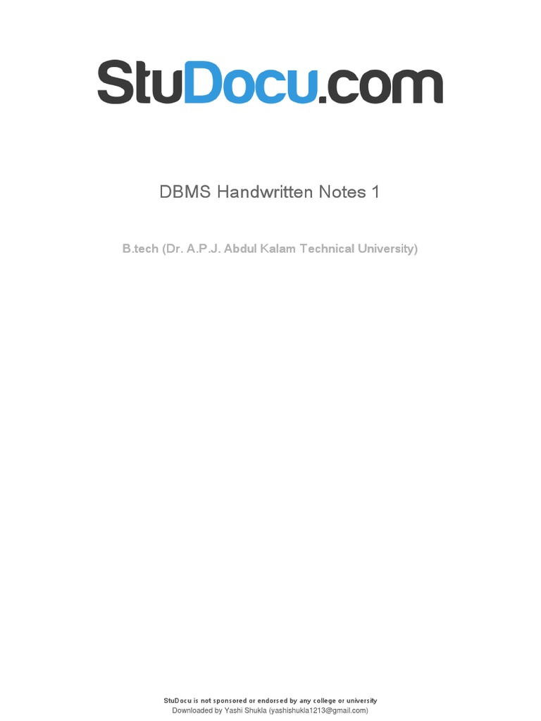 Dbms Handwritten Notes 1 | PDF