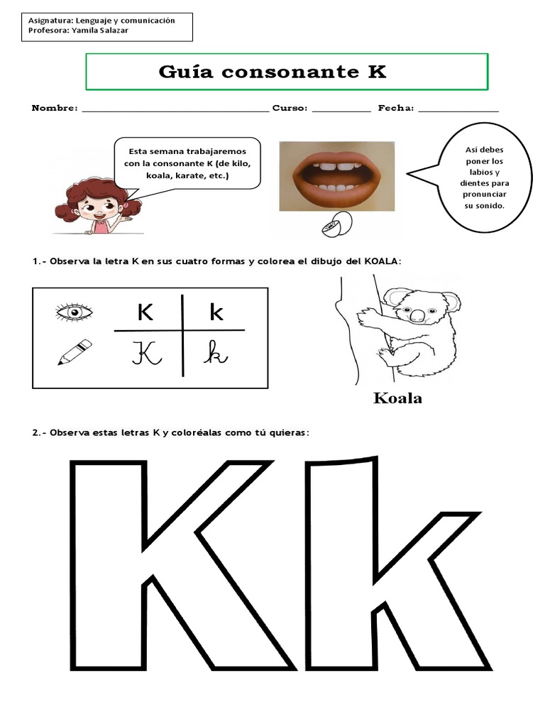 Guía Consonante K | PDF | Comunicación humana | Lingüística