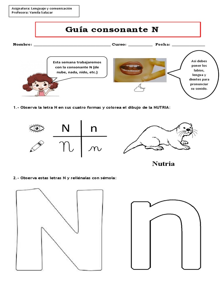 Guía Consonante N | PDF | Comunicación humana | Lingüística