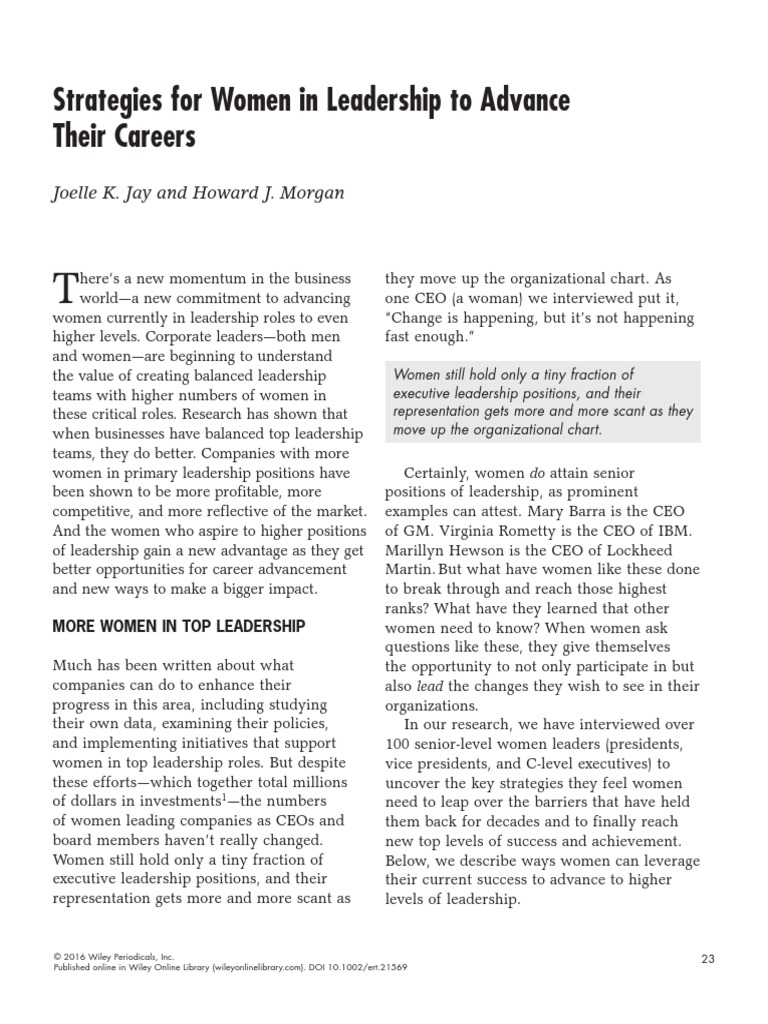 Strategies For Women in Leadership To Advance Their Careers | PDF ...
