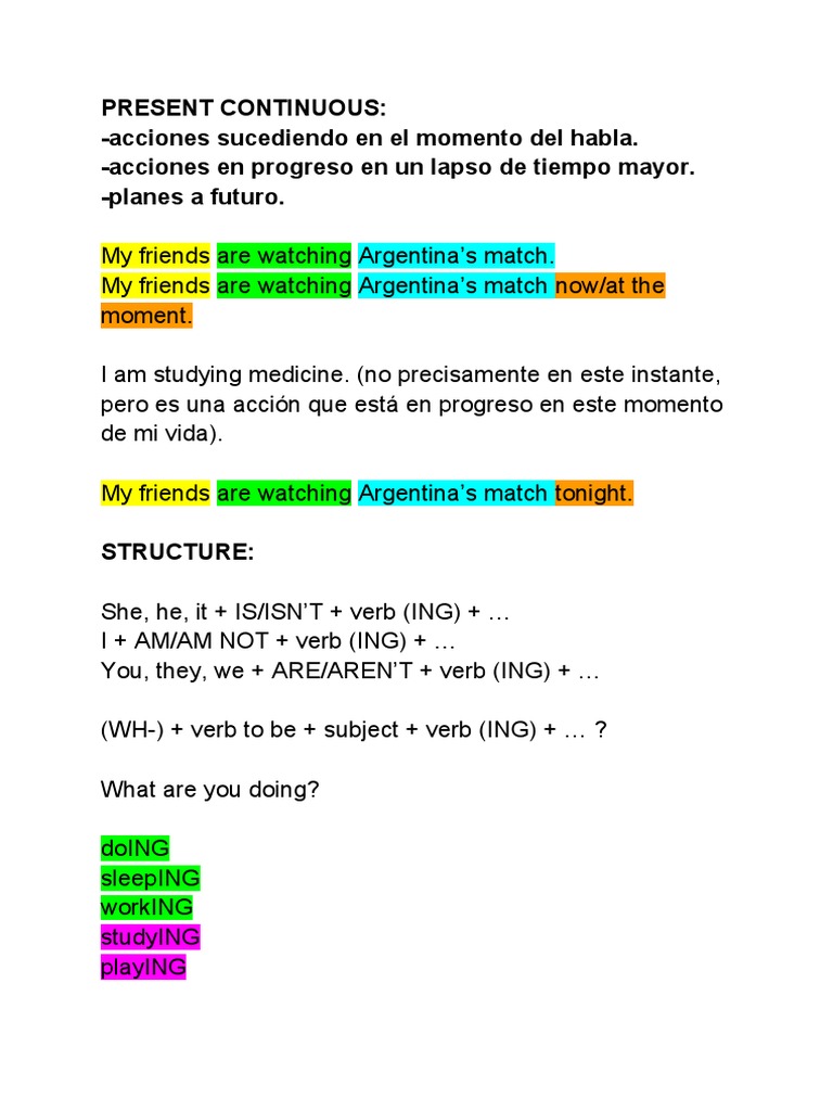 Present Continuous | PDF