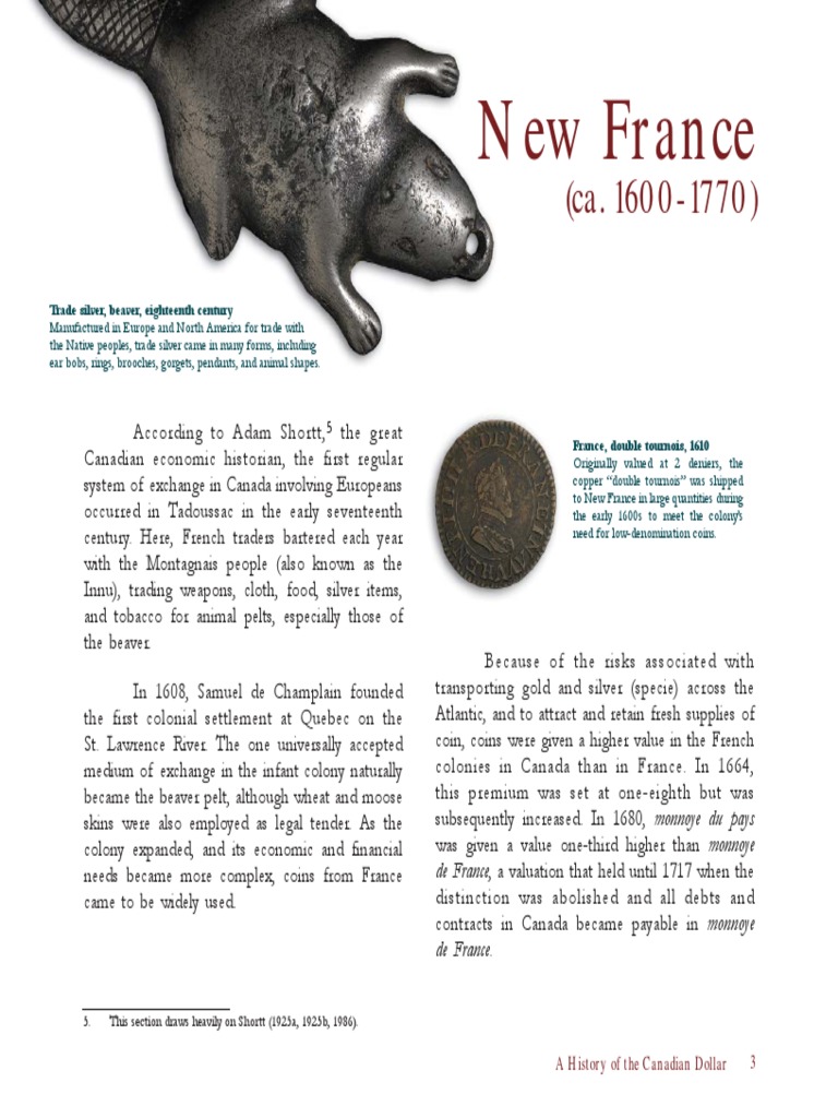New France: Trade Silver, Beaver, Eighteenth Century | PDF | Money ...