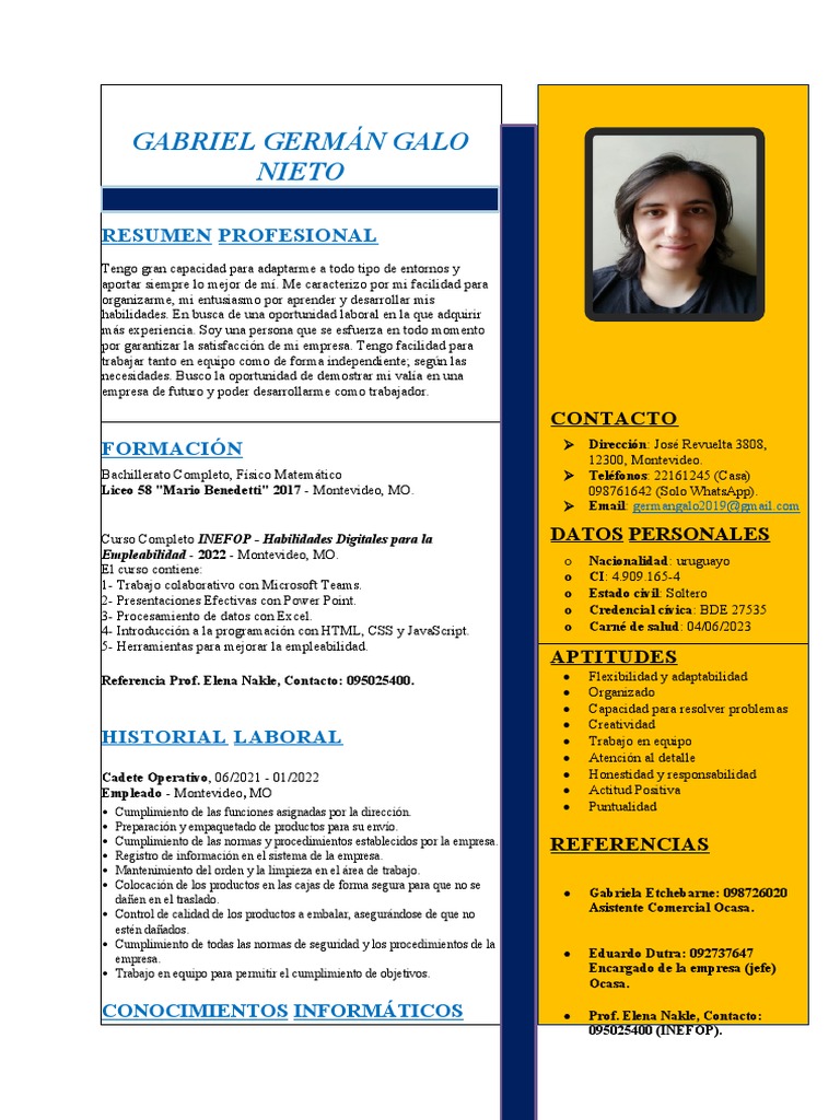 CV Gabriel Germán - Galo Nieto 3 - 9 | PDF | Business | Informática