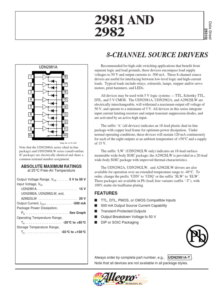 Udn 2982 | PDF | Semiconductors | Digital Electronics