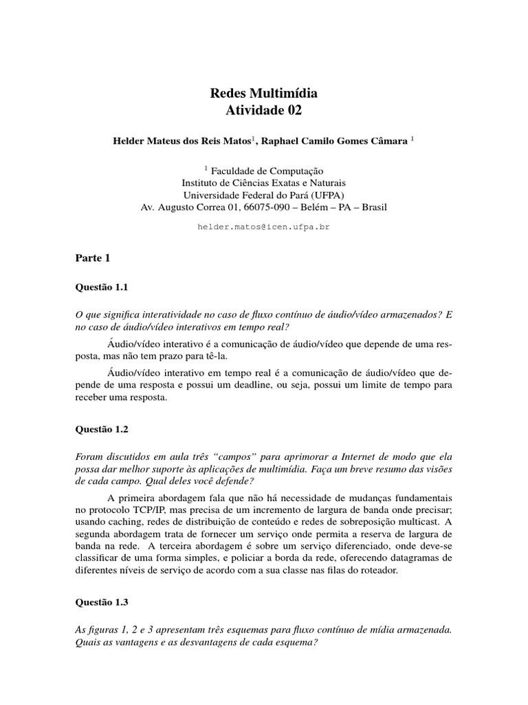 Helder Raphael Multimidia - Atividade02 | PDF | Porta (rede de computadores) | Rede de computadores