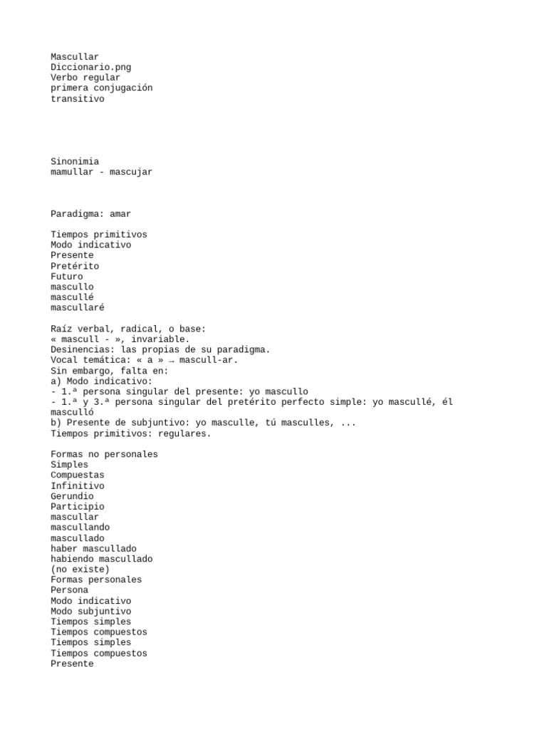 Conjugación y Uso del Verbo Mascullar | PDF | Verbo | Lingüística