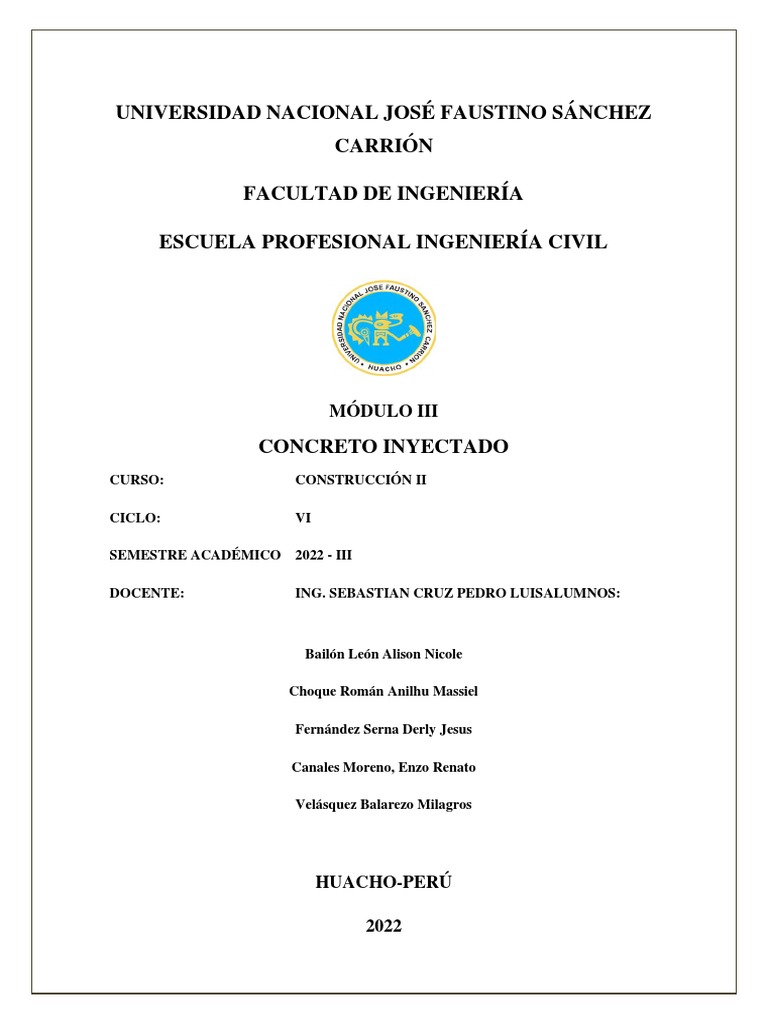 Concreto Inyectado - Grupo4 | PDF | Hormigón | Cemento