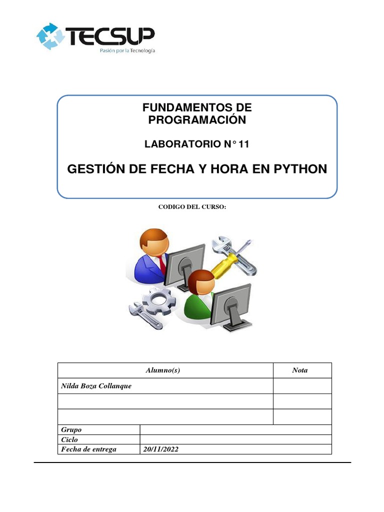 Lab 11 - Gestión de Fecha y Hora en Python Boza - Collanque | PDF | Python (lenguaje de ...