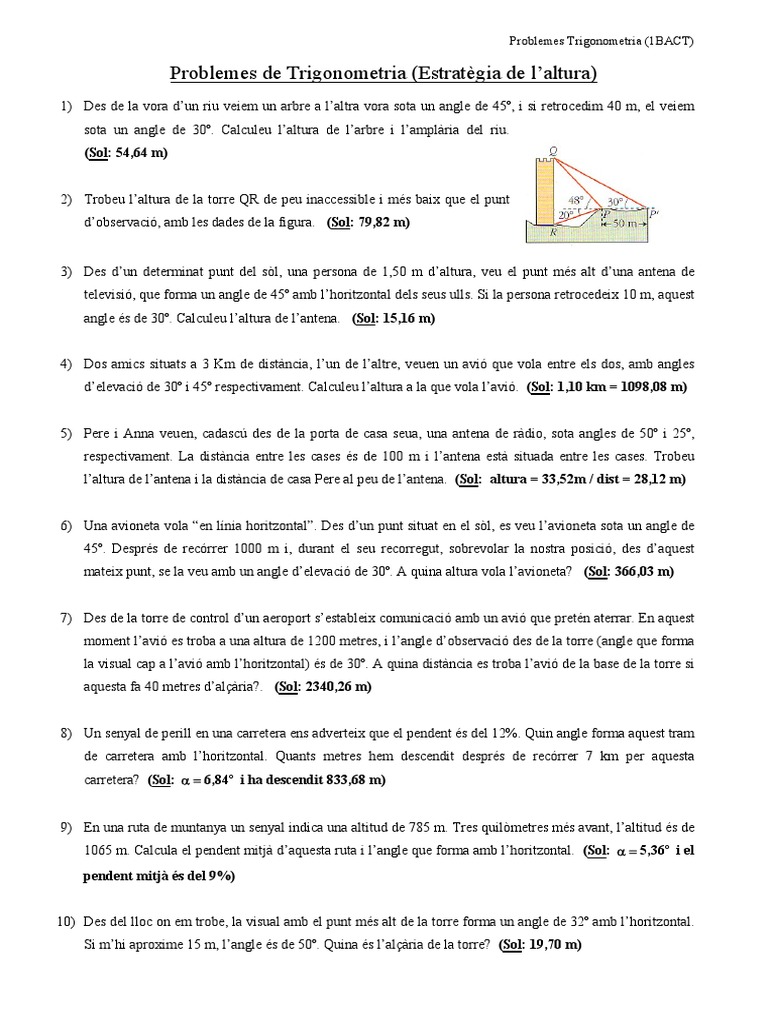 T1-Problemes Trigonometria Estrategia-Altura | PDF