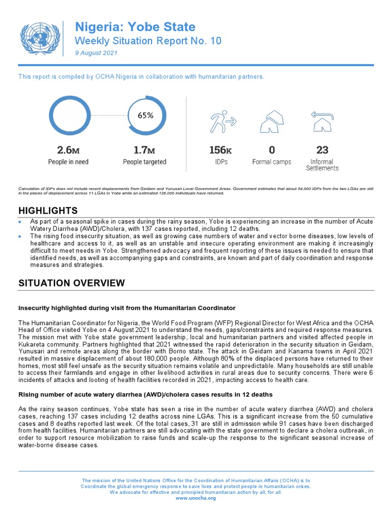 Rising Acute Watery Diarrhea Cases and Insecurity Highlighted During ...