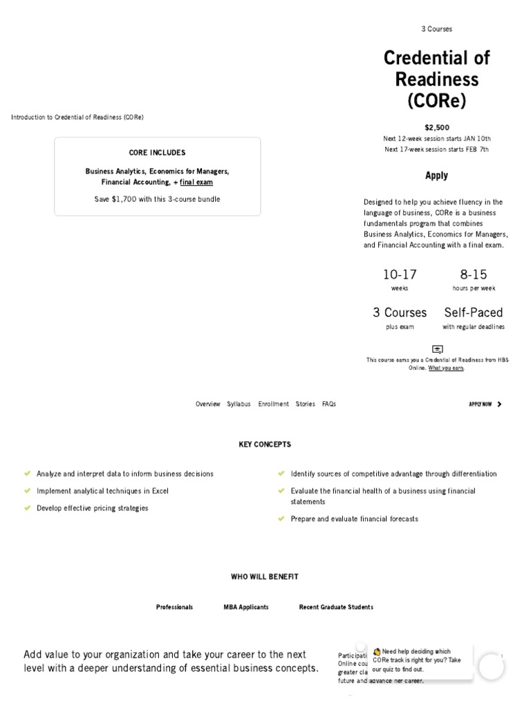 Business Fundamentals Course - CORe - HBS Online | PDF | Analytics ...
