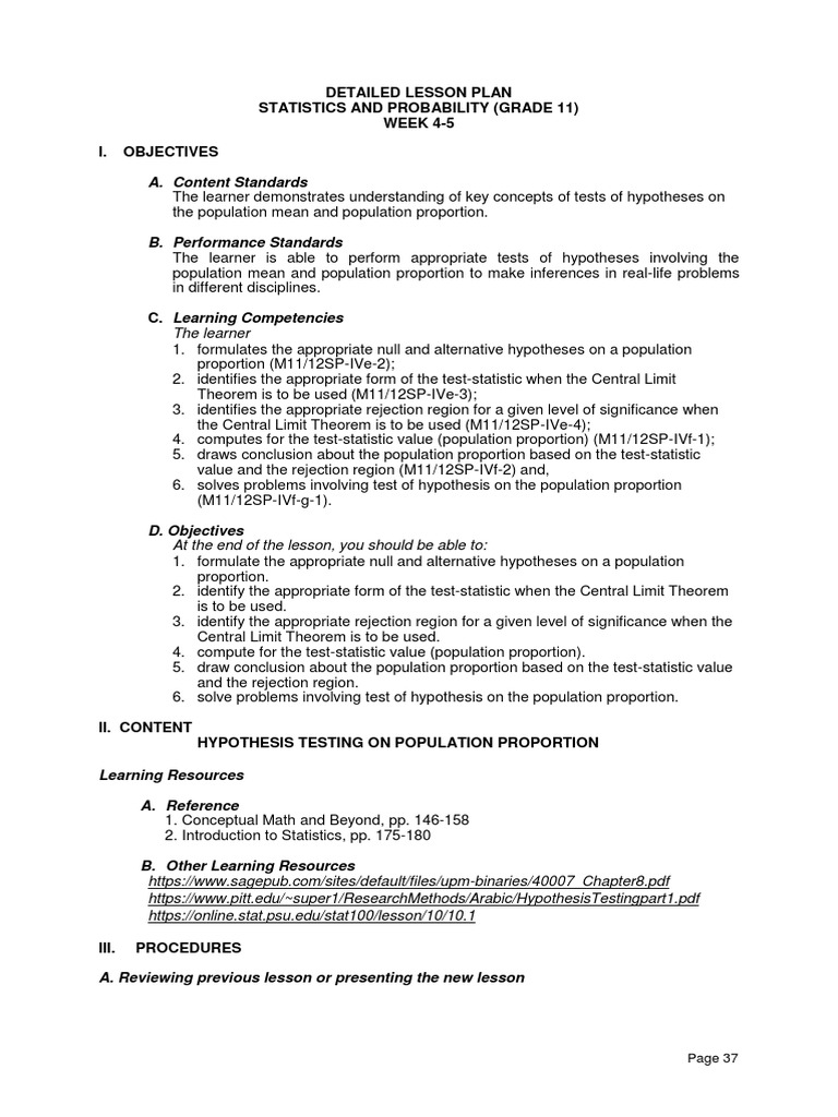 Q4 Weeks 4 Week 5 Statistics and Probability | PDF | Statistical ...
