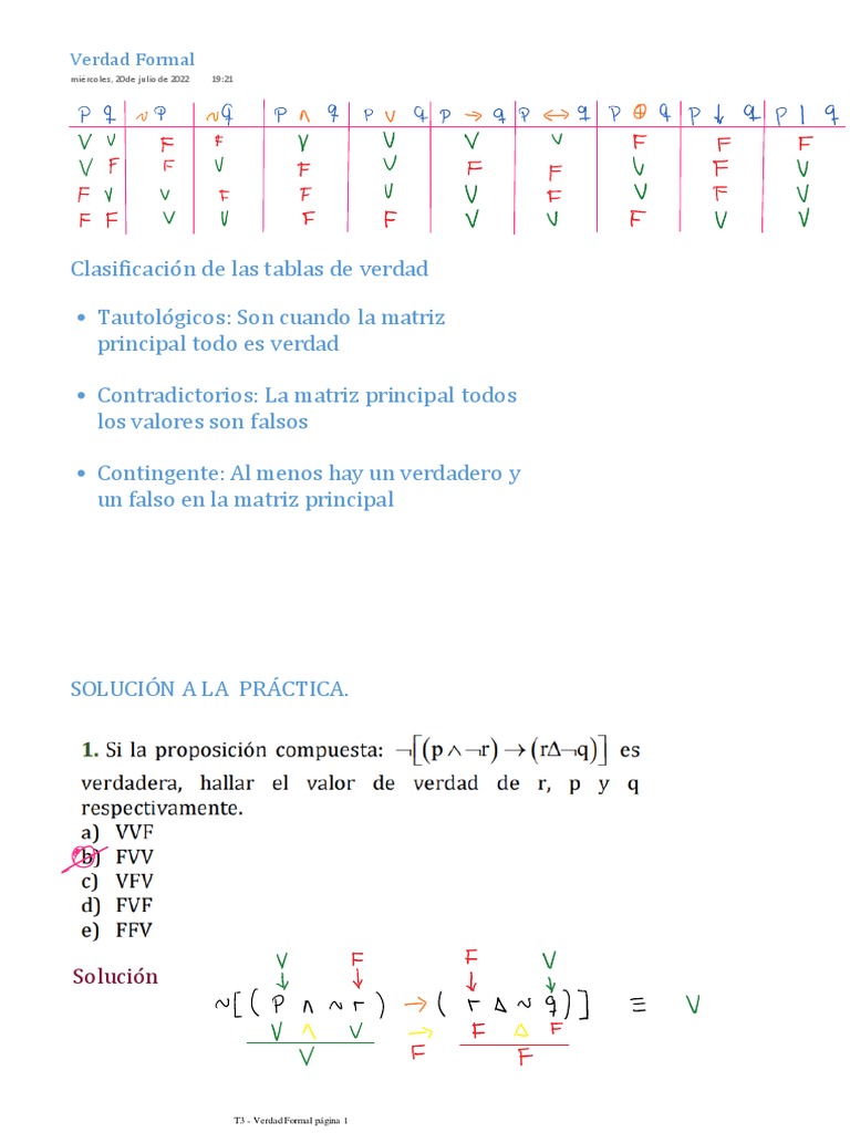 Verdad Formal (Solucionario) | PDF
