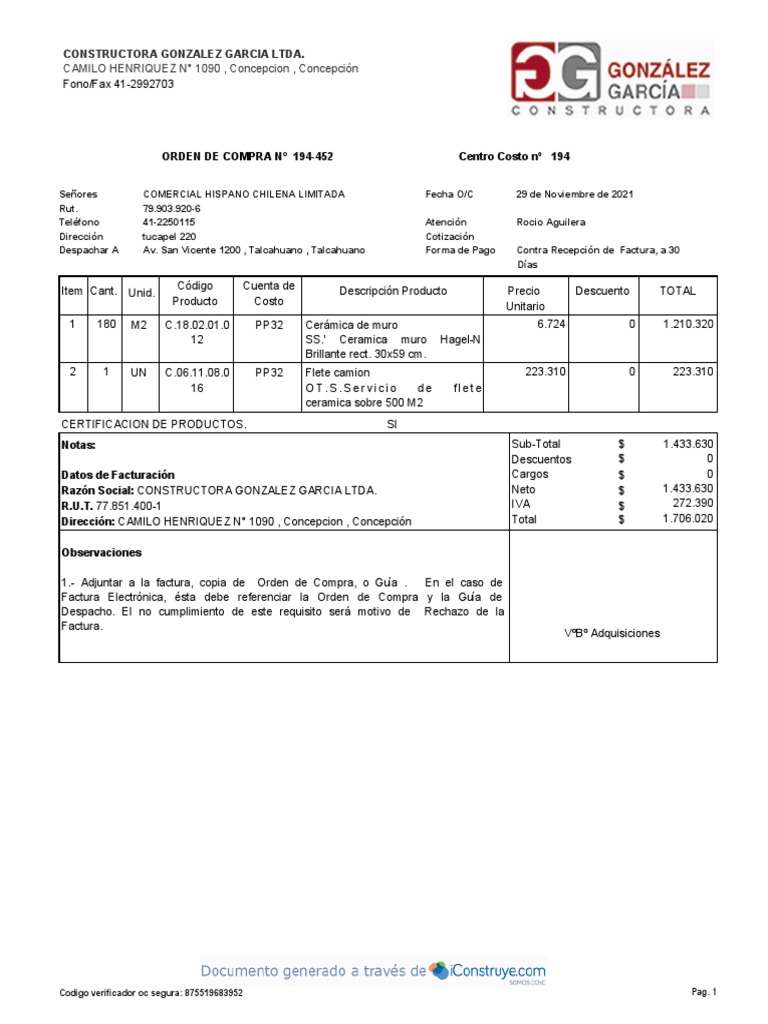 Orden de Compra | PDF | Industrias de servicio | Contabilidad