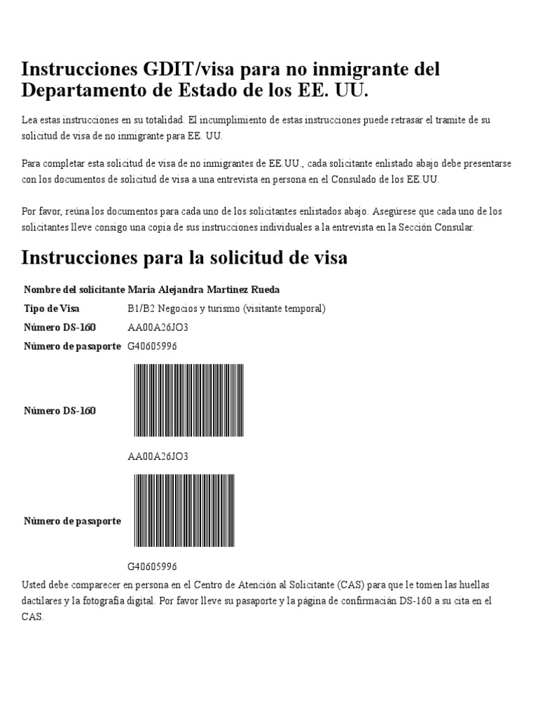 Instrucciones detalladas para la solicitud de visa B1/B2 de no ...