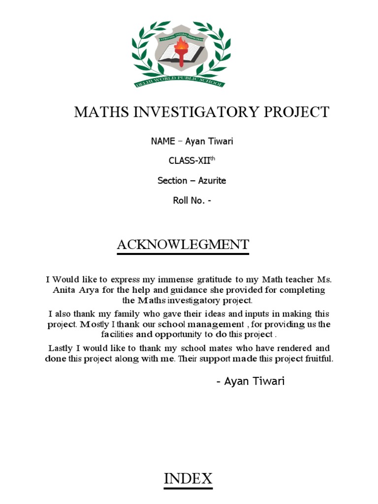 Ayan Tiwari Maths Investigatory Project | PDF | Derivative ...