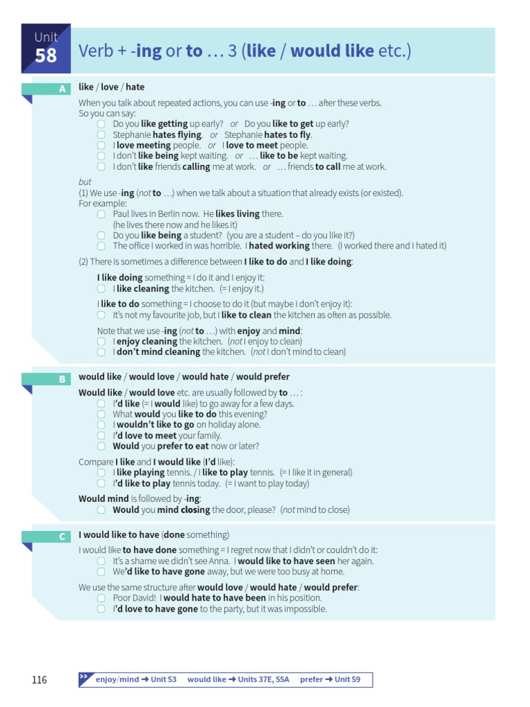 Unit 58 Verb ING or TO3 | PDF