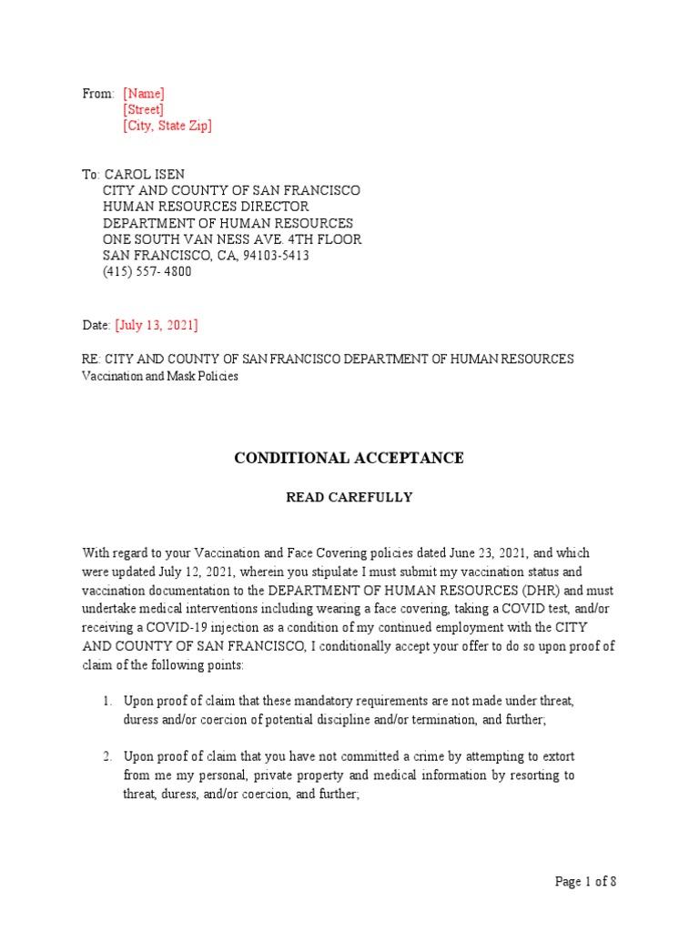 Conditional - Acceptance Heather's Document | PDF | Law